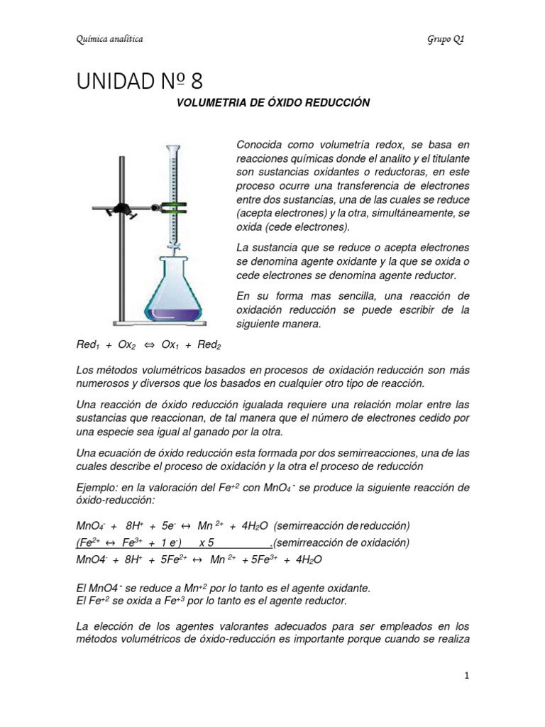 Unidad #8 Volumetrias Redox | PDF | Redox | Valoración