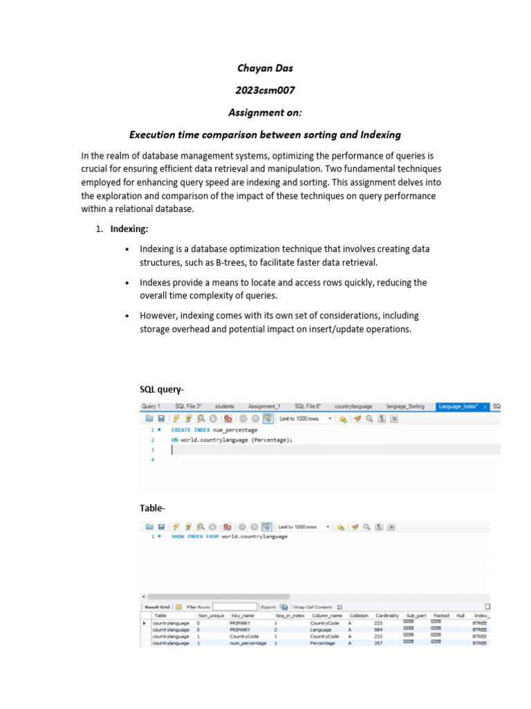 DB Query Optimization: Sort vs. Index | PDF | Career & Growth | Computers