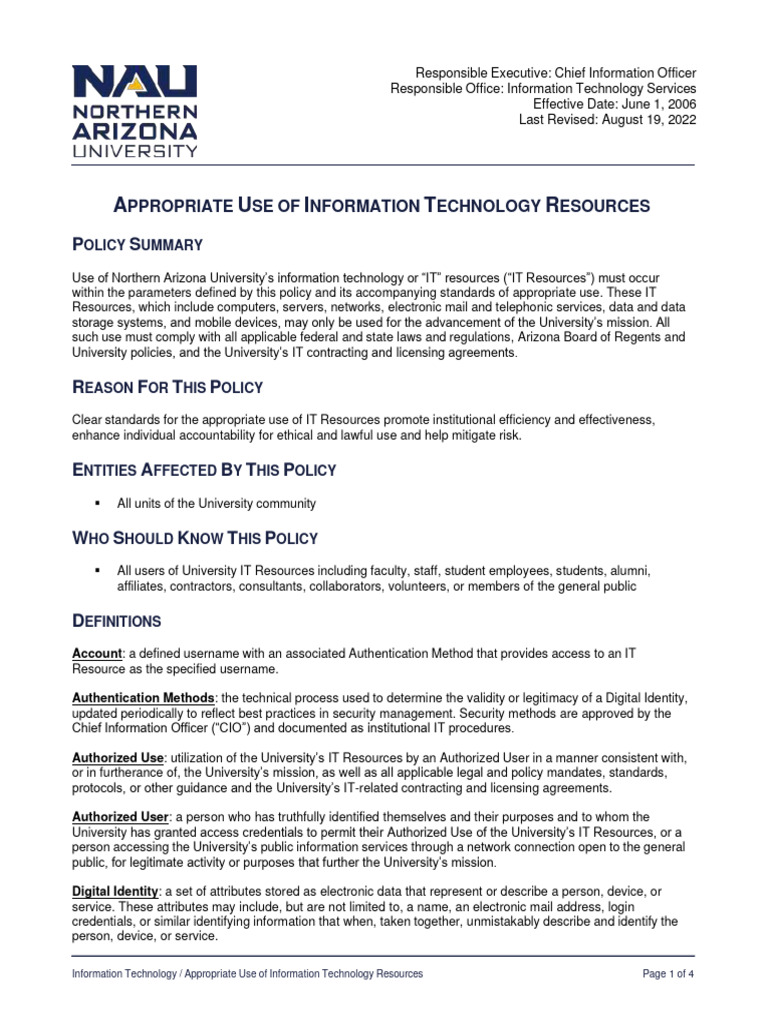 Appropriate Use of IT Resources | PDF | Computer Security | Security
