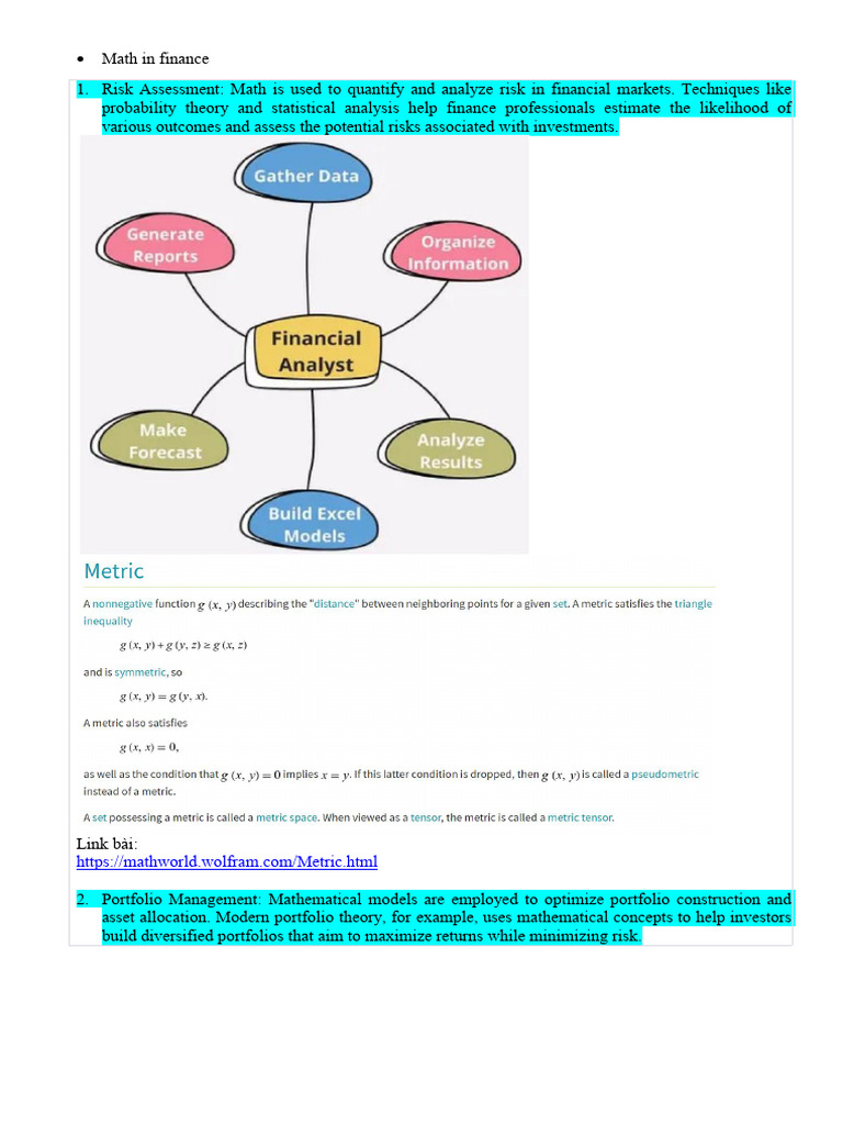 Math in Finance | PDF | Mathematics | Health Care