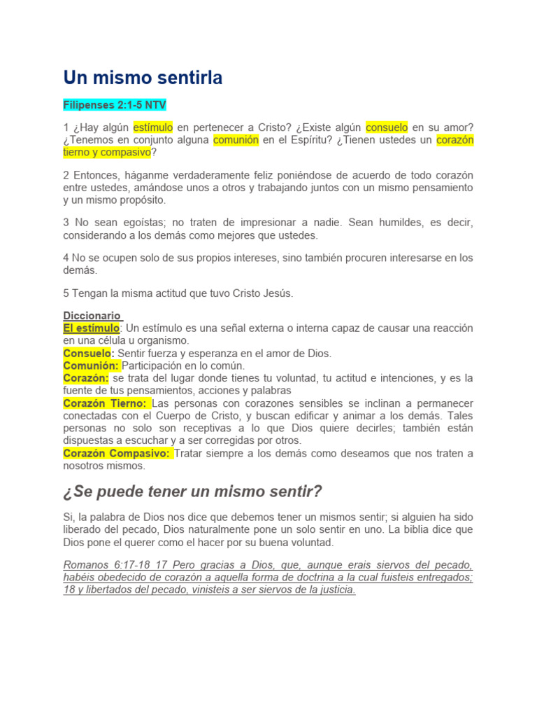 Un Mismo Sentir | PDF | Pecado | Cristo (título)