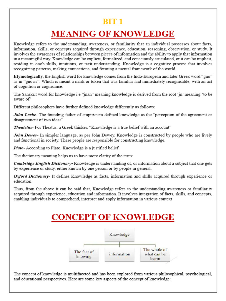Unit 1 PDF | PDF | Knowledge | Procedural Knowledge