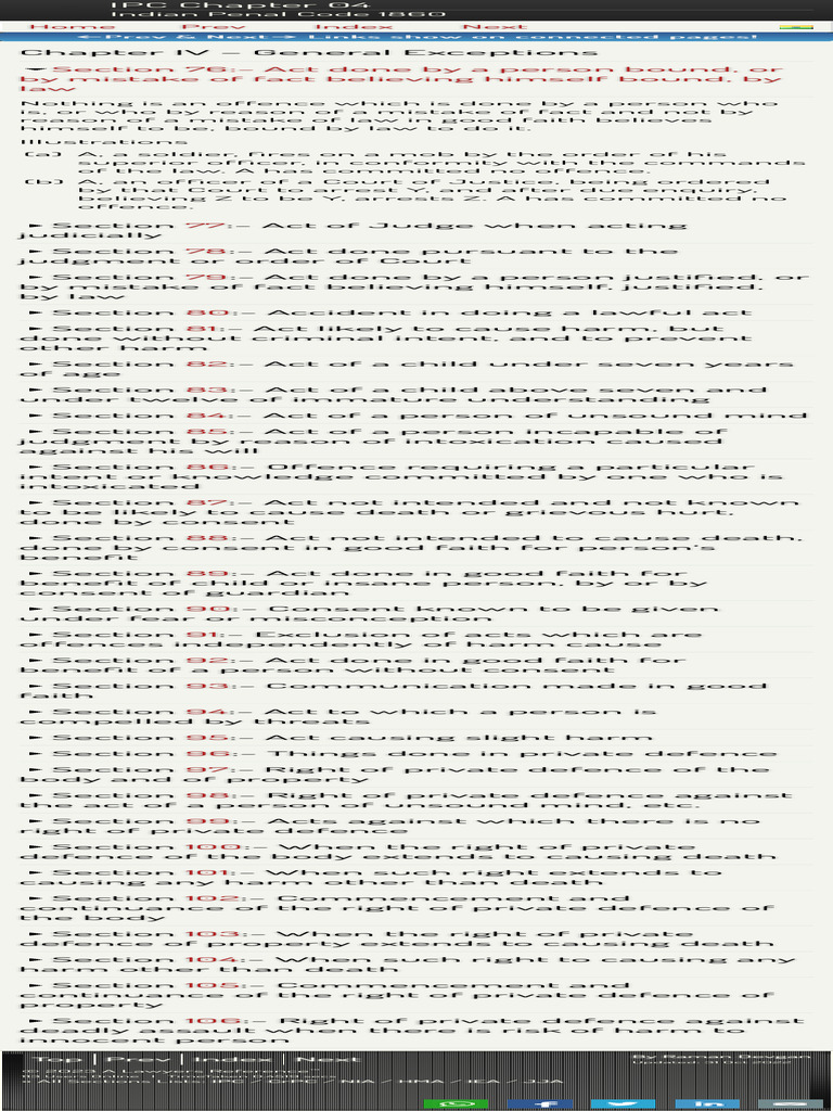 IPC General Exceptions Overview | PDF | Crimes | Crime & Violence
