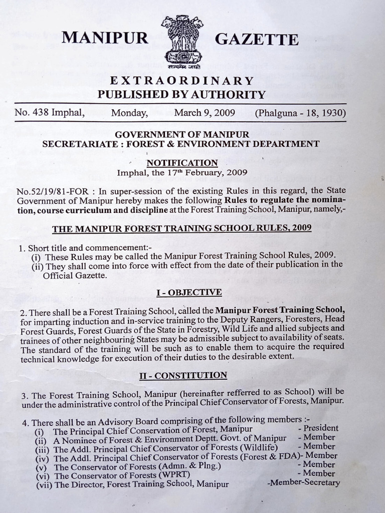 Training Rule Book Foresters Manipur | PDF