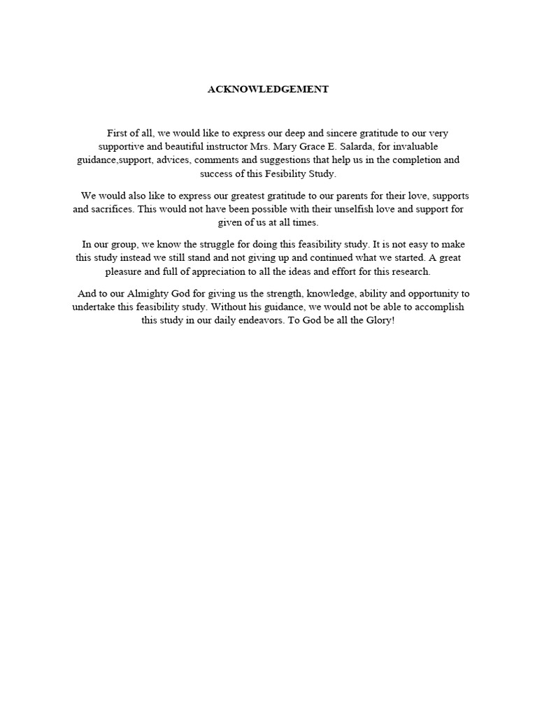 ACKNOWLEDGEMENT | PDF | Customer | Business