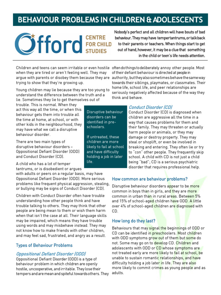 Behaviour-Problems-In Children and Adolescents | Download Free PDF | Attention Deficit ...