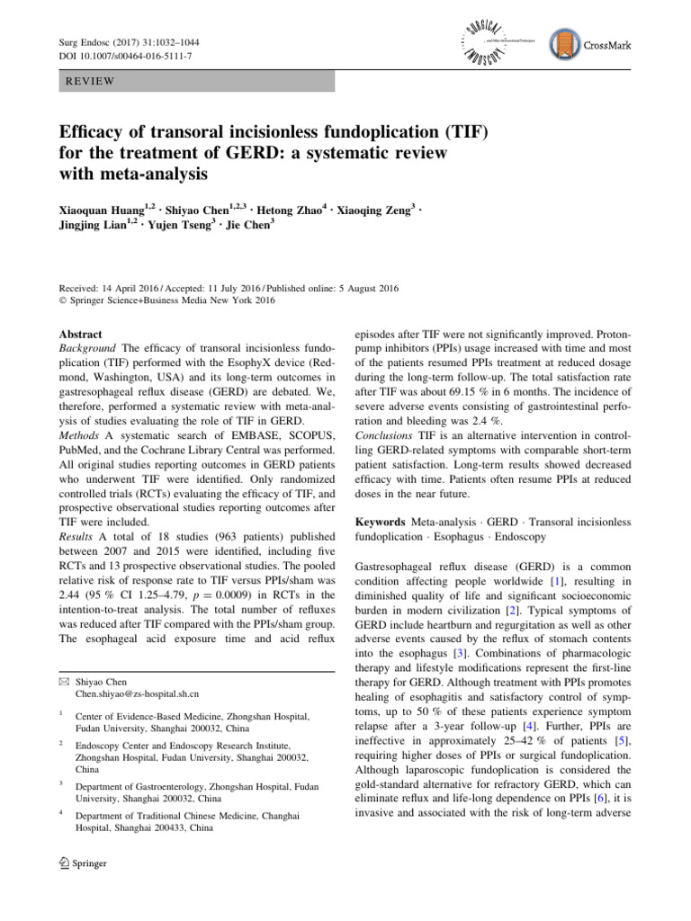 Efficacy of Transoral Incision | PDF | Gastroesophageal Reflux Disease ...