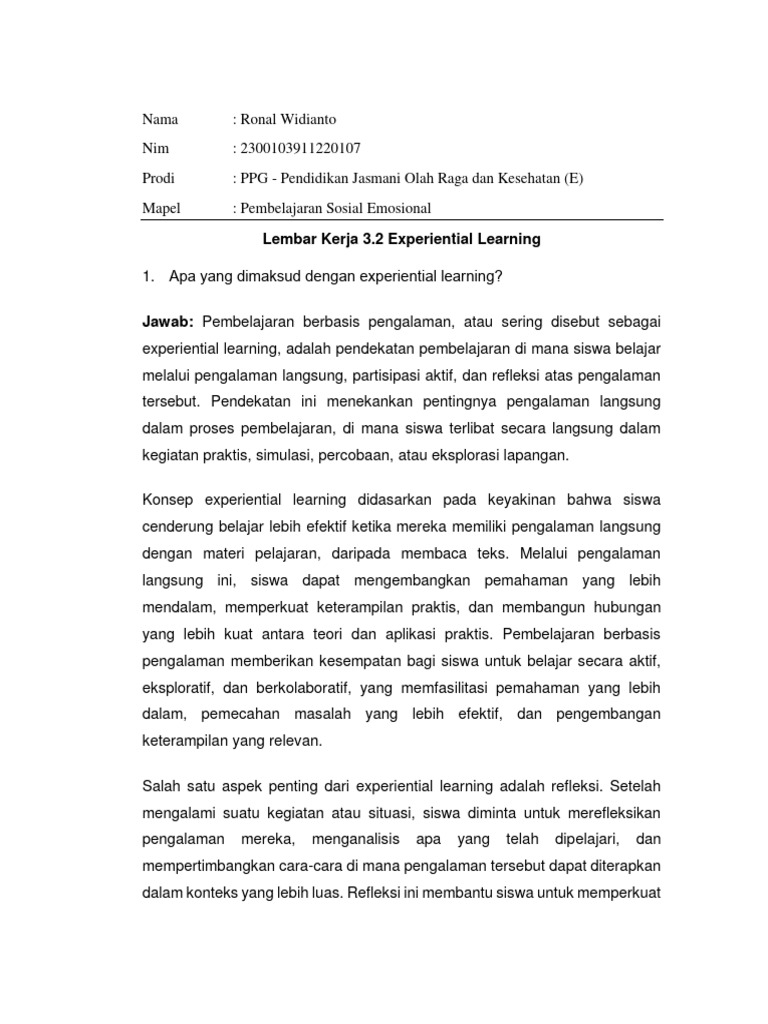 Experiential Learning dan Peran Guru | PDF | Karier & Perkembangan