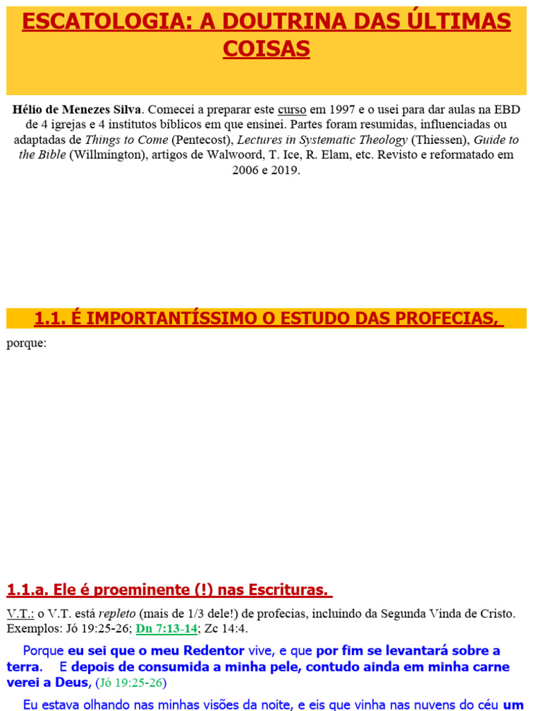 Esc1.1.E Importantissimo O Estudo Profecias - Helio | PDF | Jesus | Bíblia