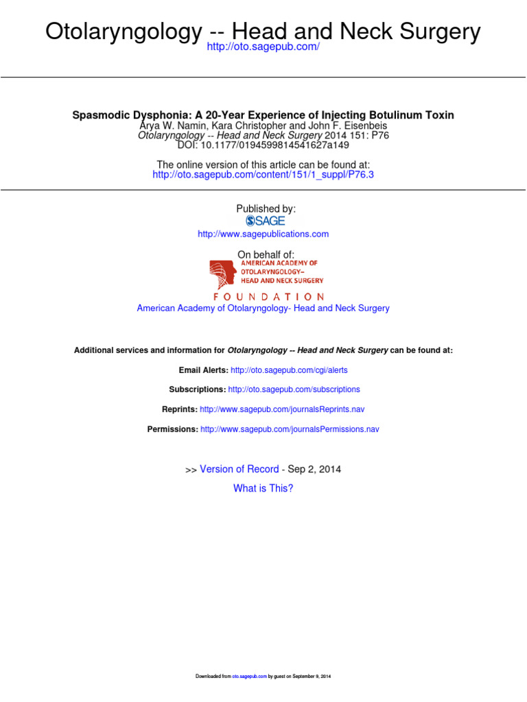 Otolaryngology Head and Neck Surgery 2014 Namin P76 7 | PDF | Human ...