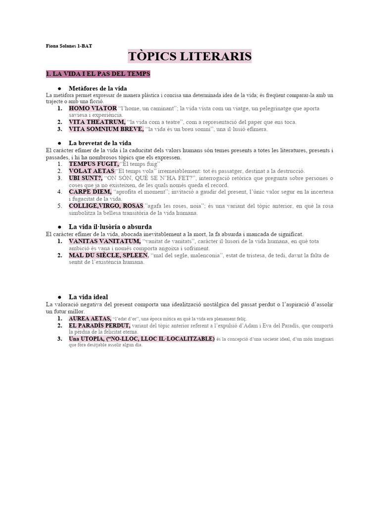 Tòpics Literaris Apunts | PDF