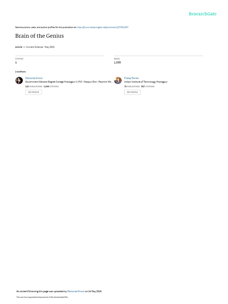 Brain of The Genius: Current Science May 2015 | PDF | Cerebral Cortex ...