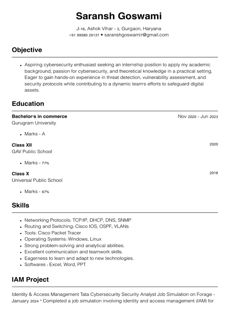 Cyber Security Resume Sample | PDF