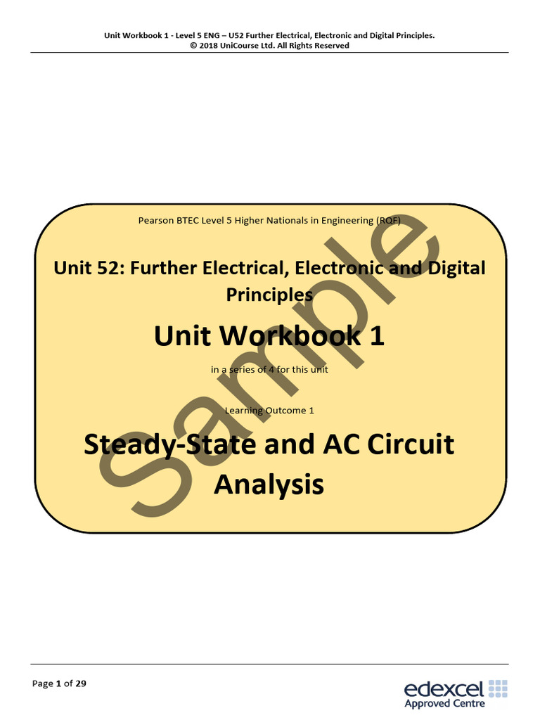 Unit Workbook 1: Sample | PDF | Electrical Impedance | Electrical Network