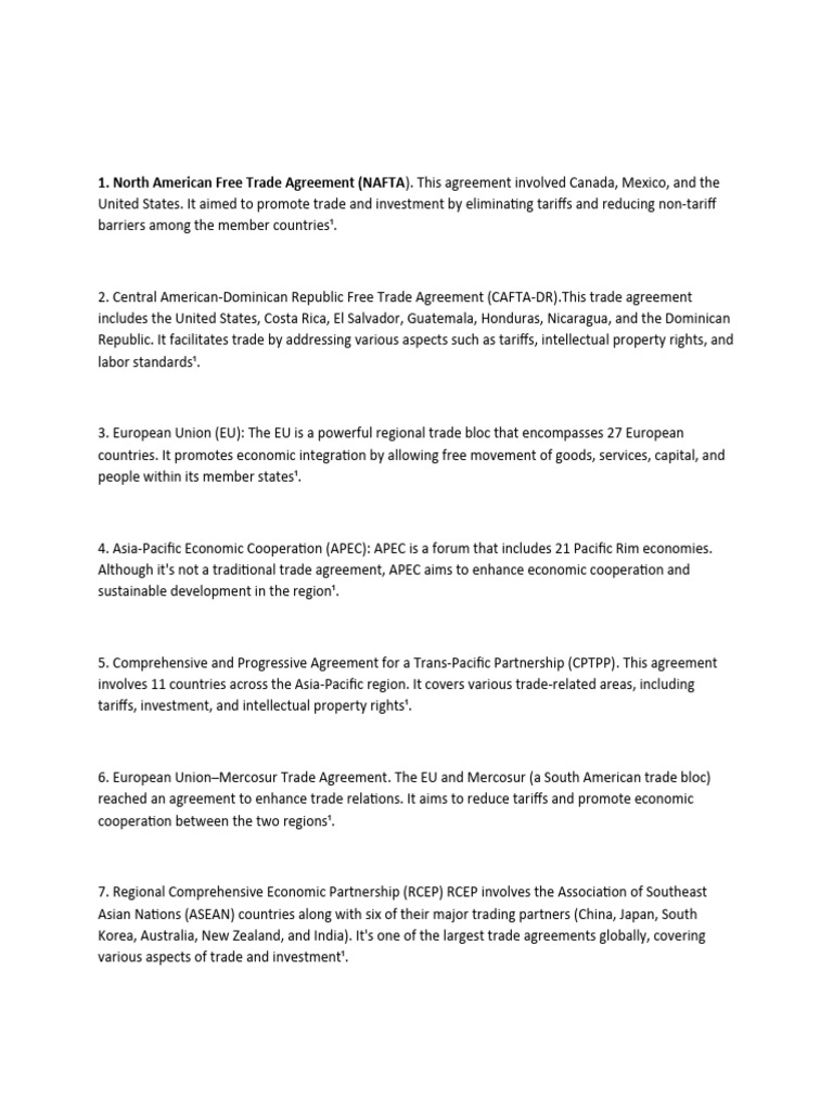 Regional Trade Agreements | PDF | Trade Agreements | Asia Pacific ...