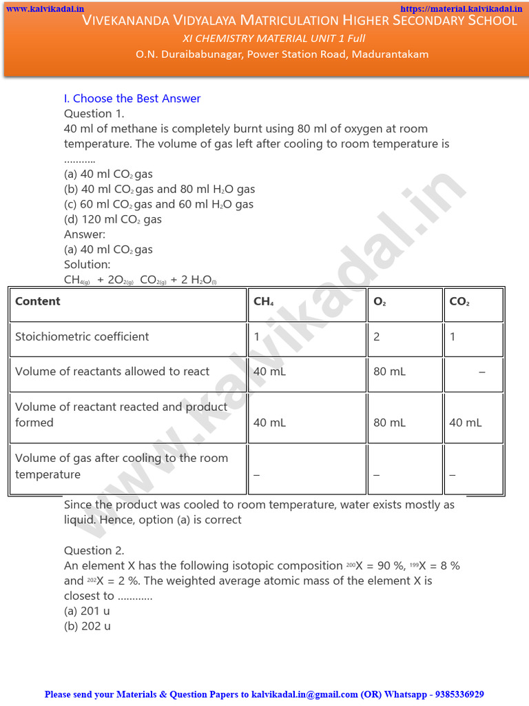 XI Chemistry Unit 1 Full | PDF | Oxide | Mole (Unit)
