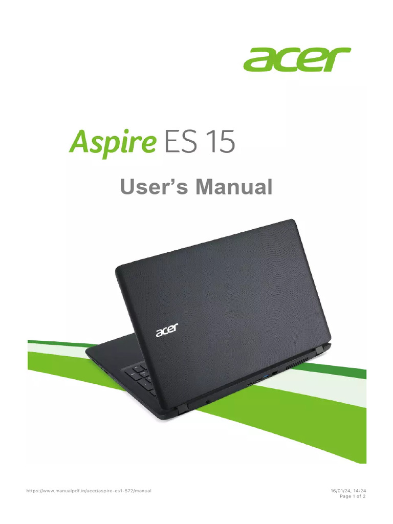 User Manual Acer Aspire ES1-572 (English - 78 Pages) | PDF