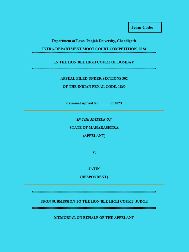 Prosecution Memorial | PDF | Assault | Murder