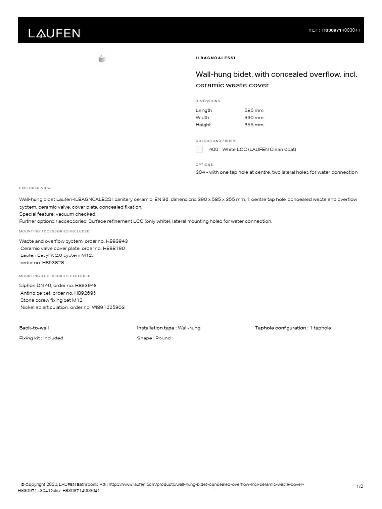 LAUFEN H8309714003041 en INT | PDF | Equipment