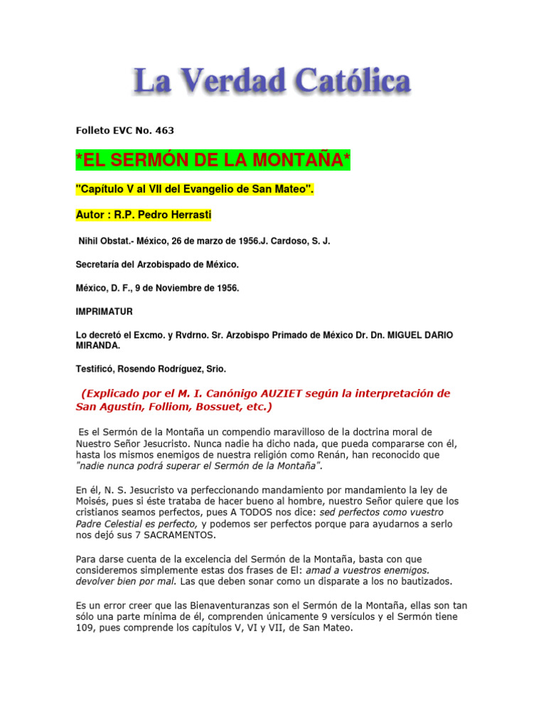 El Sermon de La Montaña. Nsjdm. | PDF | Sermón de la Montaña | Oración