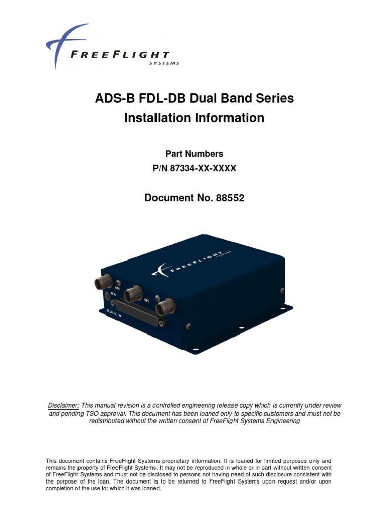 ADS-B FDL-DB Dual Band Series Installation Information: Document No. 88552 | PDF | Computer ...