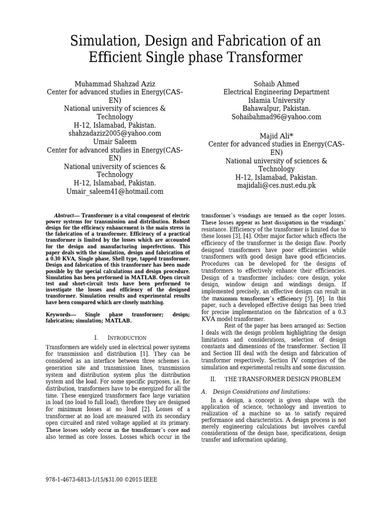 Sheel Type Transformer Design Proceduder | PDF | Transformer | Electric Power Distribution