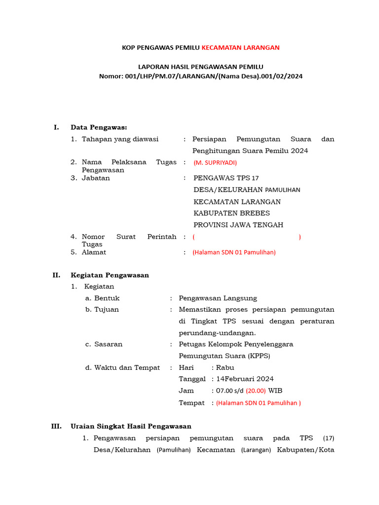 Laporan Pengawasan Pemilu 2024 | PDF