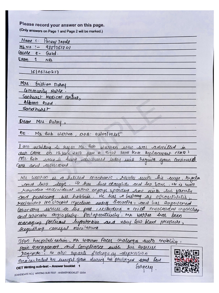 Pankaj Tayde (Mr. Bob Warren Letter) | PDF