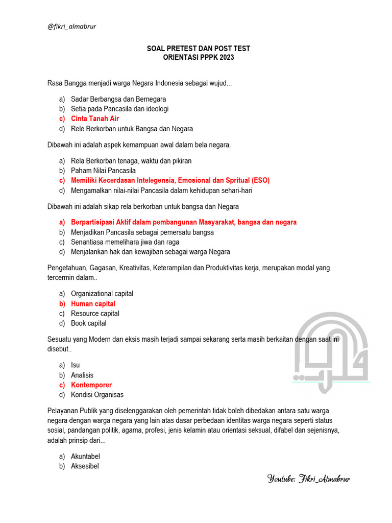 Soal Pretest Dan Post Test 2024 | PDF