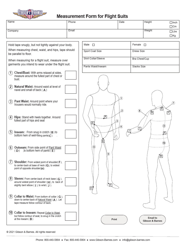 Flight Suit Measurement Form | PDF | Trousers | Seam (Sewing)