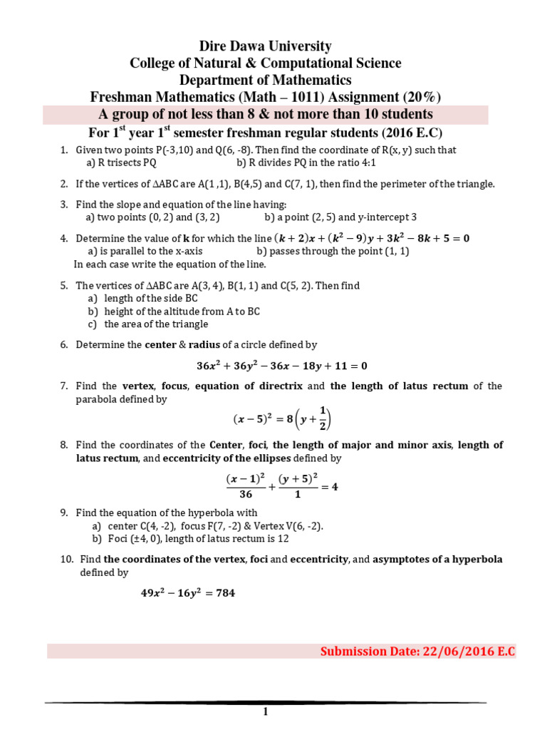 Math 1011 Assignment Pdf 