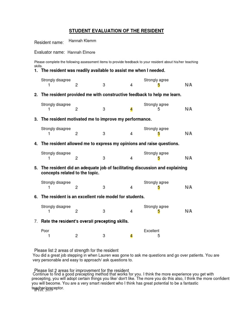 Ed Preceptor Evaluation | PDF | Education Theory | Psychological Concepts