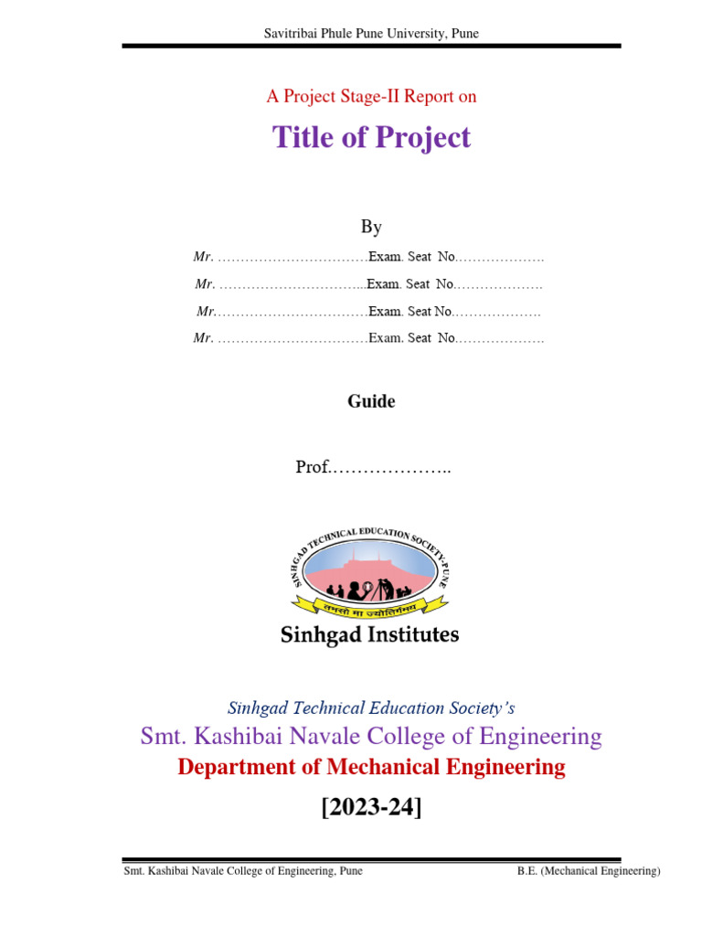 Project Report: B.E. Mechanical Engineering | PDF | Career And ...