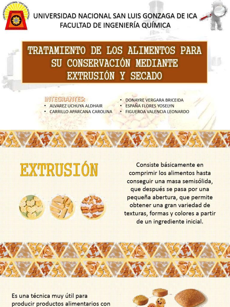 Extrusión y Secado en Conservación Alimentaria | PDF | Agua | Alimentos