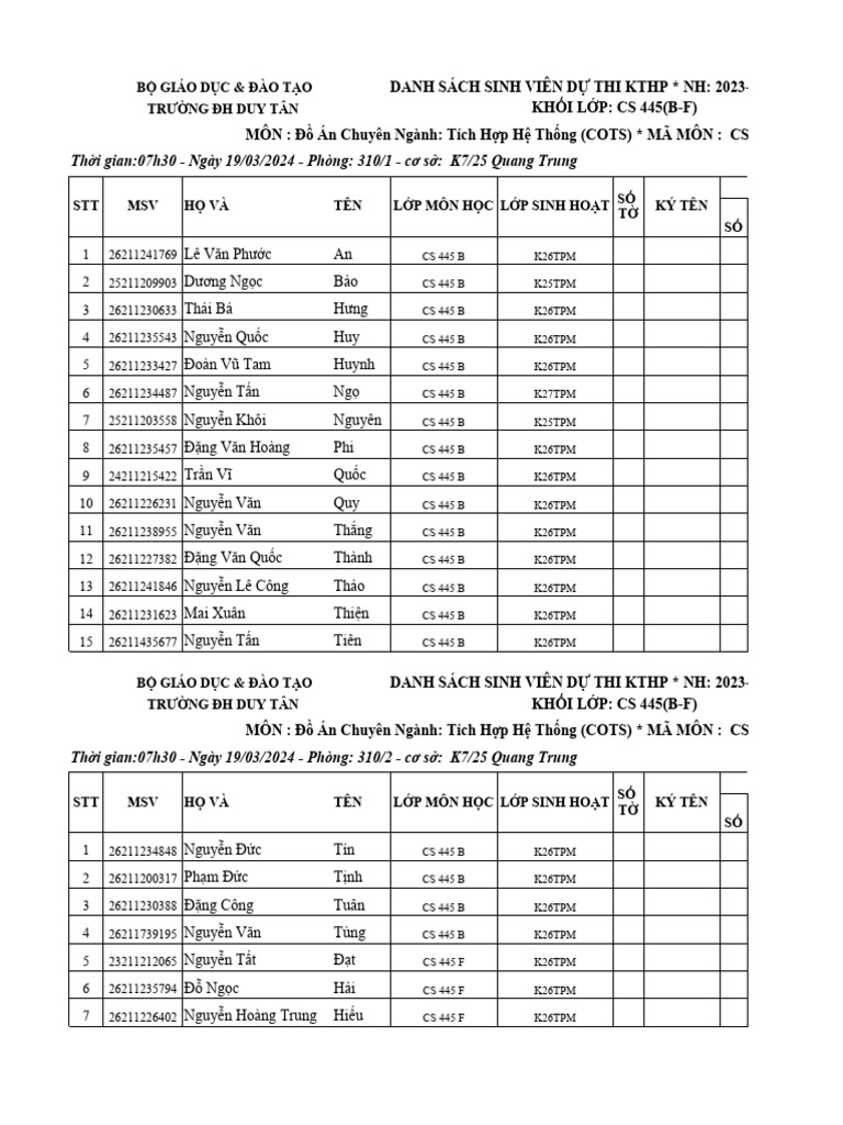 Đồ Án Chuyên Ngành Tích Hợp Hệ Thống (COTS) CS 445 (B-F) | PDF