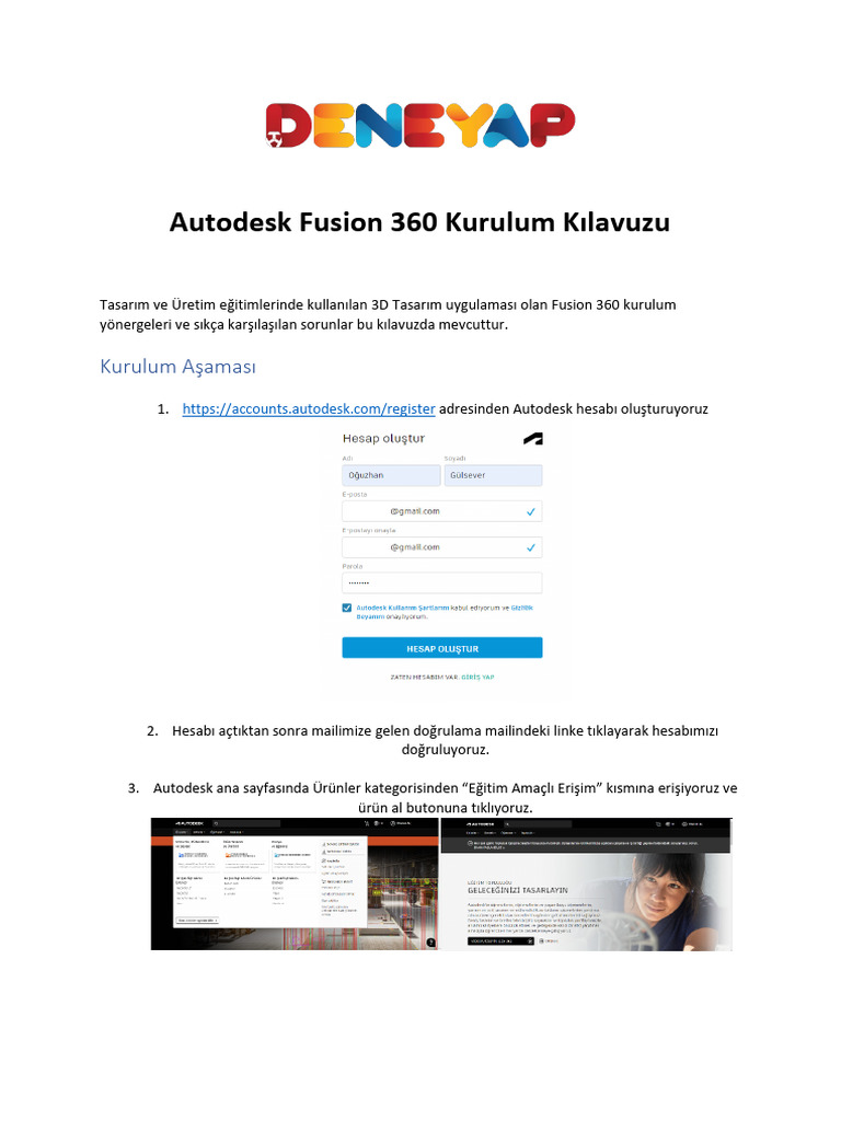 Fusion 360 Kurulum Kılavuzu | PDF