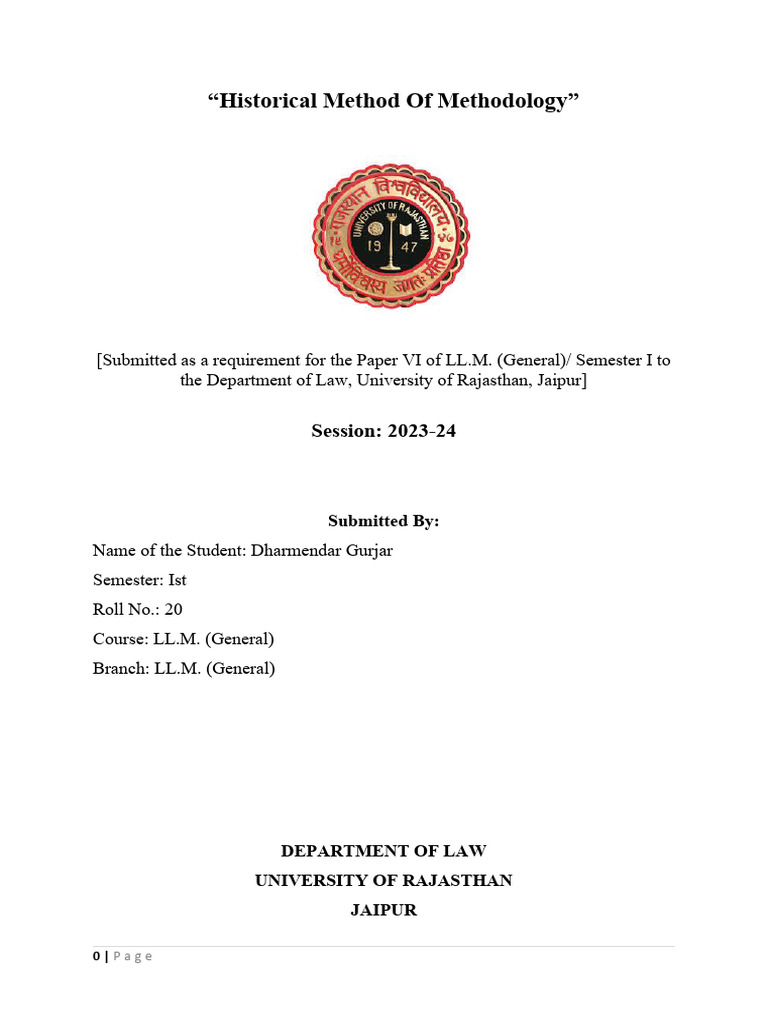 Historical Method of Methodology | PDF | Methodology | Data