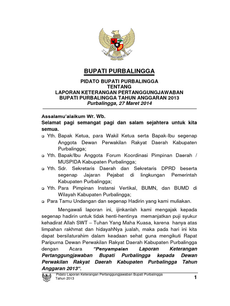 Pidato Bupati LKPJ 2013 | PDF | Ilmu Sosial