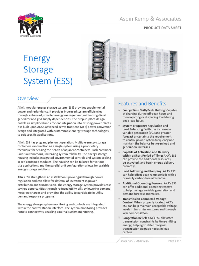AKA Energy Storage DataSheet V2.00 | PDF | Energy Storage | Electric ...