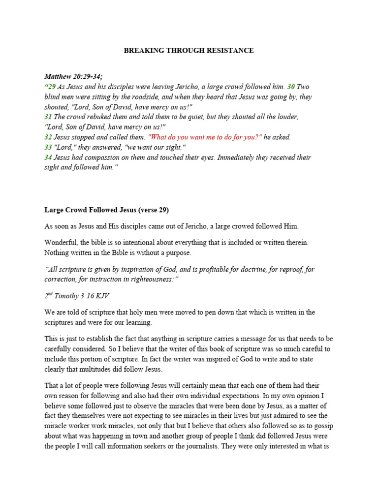 Breaking Through Spiritual Resistance | PDF | Jesus | Faith