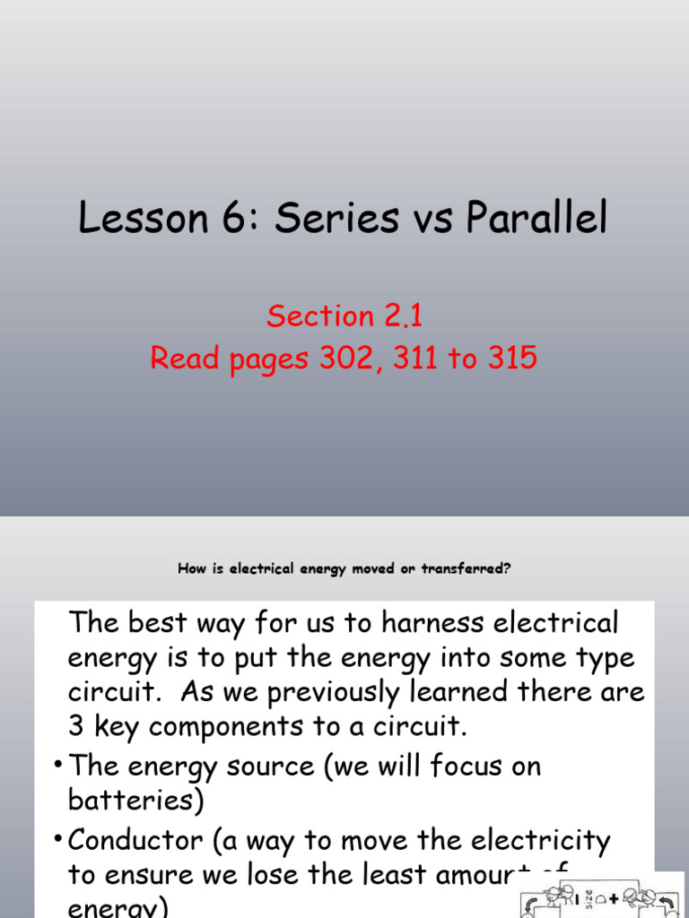 Lesson 6 Series Vs Parallel | PDF | Series And Parallel Circuits | Switch