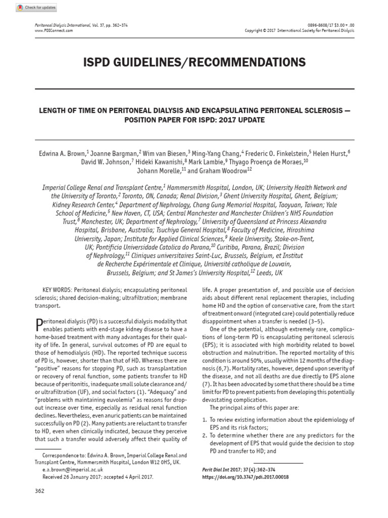 Brown Et Al 2017 Length of Time On Peritoneal Dialysis and ...