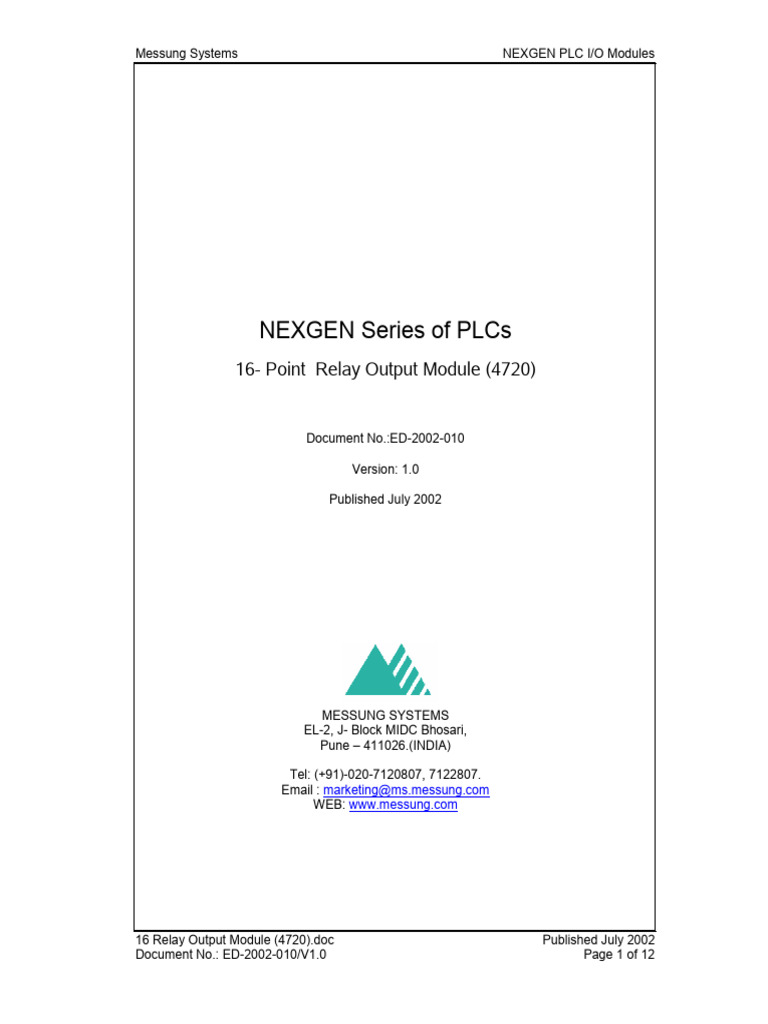 ED-2002-010 16-Point Relay Output Module (4720) | PDF | Relay ...