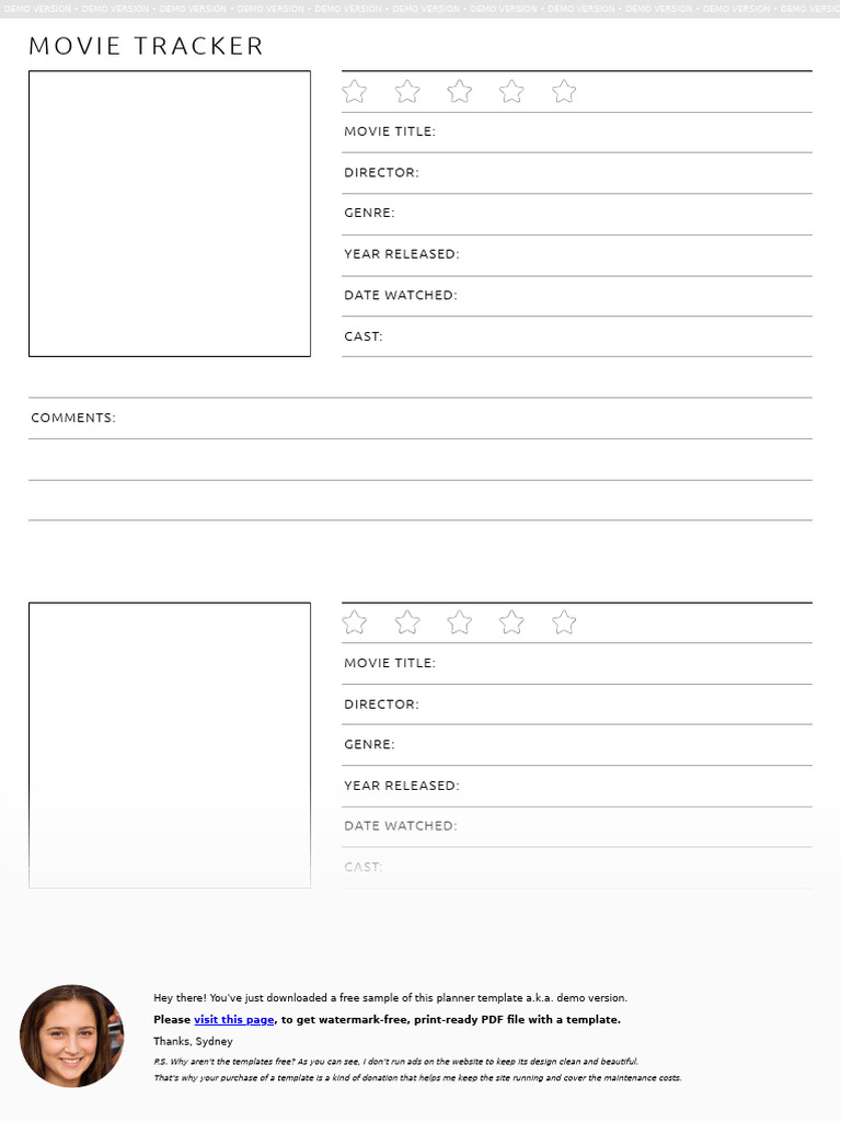 Movie Tracker Demo Template | PDF
