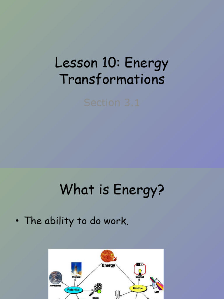 Lesson 10 Energy Transformations - Student | PDF | Chemistry | Electron