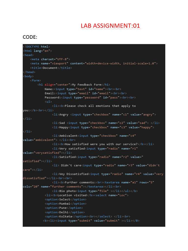 Lab Assignment No1 | PDF