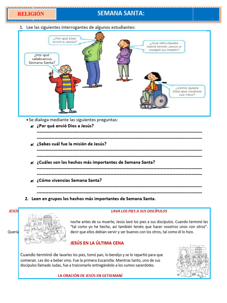 Ficha Rel. Semana Santa | PDF | Jesús | Oración