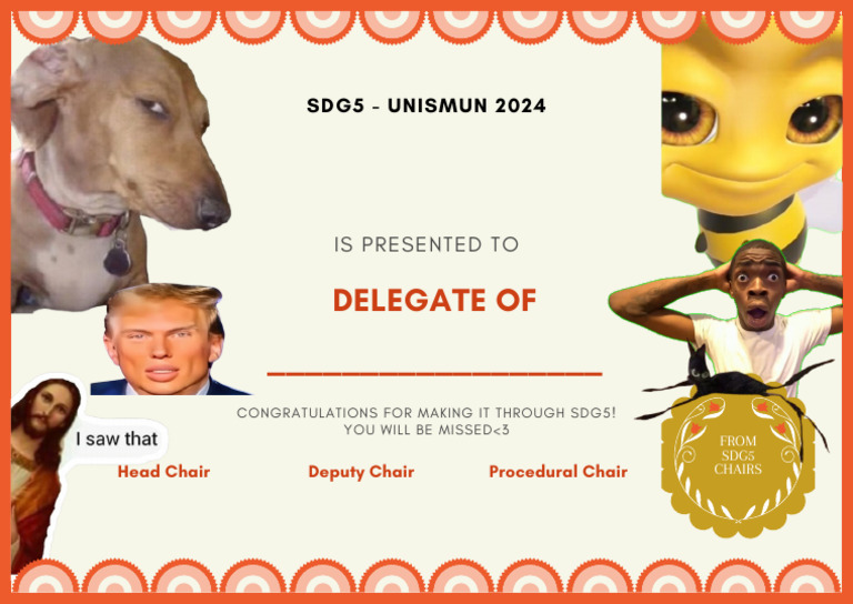 SDG5 UNISMUN 2024 Certificate | PDF | Career & Growth | Business