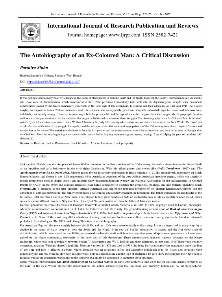 Critical Analysis of Johnson's Autobiography | PDF