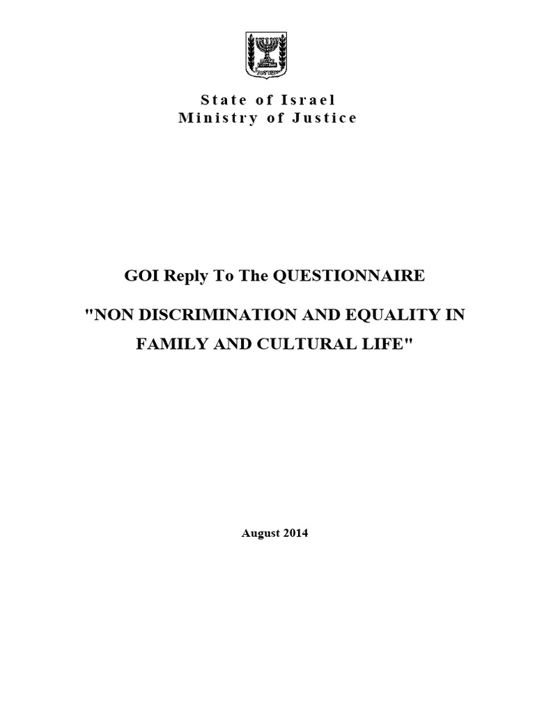 Israel's Non-Discrimination in Family Life | PDF | Marriage | Divorce